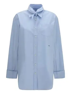 Prada PRADA Oversized Shirt With Pocket And Embroidered Logo Blue