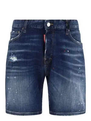 Dsquared2 Distressed Denim Bermuda Shorts - Blue