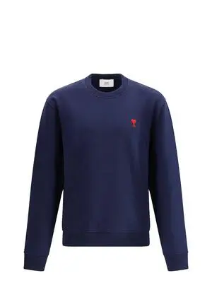 AMI Paris Cotton Sweatshirt With Embroidered Logo - Blue