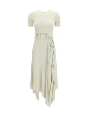 Alaïa Belted Midi Dress In Jersey - Multicolor
