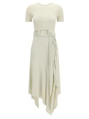 Alaïa Belted Midi Dress In Jersey - Multicolor