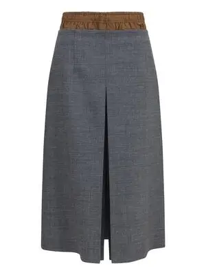 Prada Midi Skirt With Topstitching - Gray