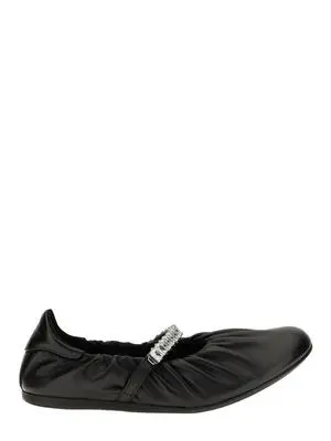JIMMY CHOO Jade Ballerinas With Crystal Embellished Strap - Black