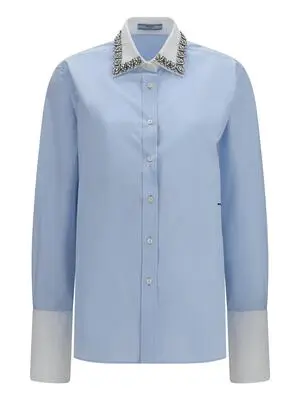 Prada Jewel Embellished Collar Shirt - Blue