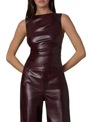 Joe's Jeans The Meg Faux Leather Sleeveless Top - Cabernet