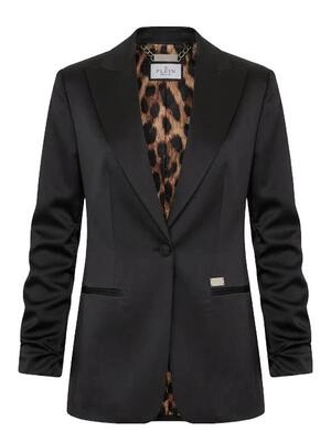 Philipp Plein Blazer With Peak Lapel And Metal Trim - Black
