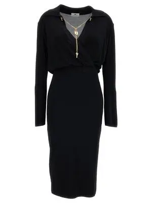Elisabetta Franchi Knit Midi Dress - Black