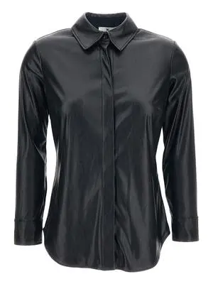 Elisabetta Franchi Camicia In Eco Pelle - Nero