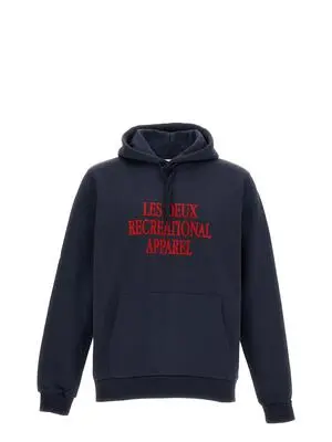 LES DEUX Long Sleeve Cotton Blend Hoodie - Blue