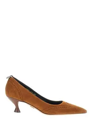 Thom Browne Velukid Suede Wingtip Pumps - Marrone