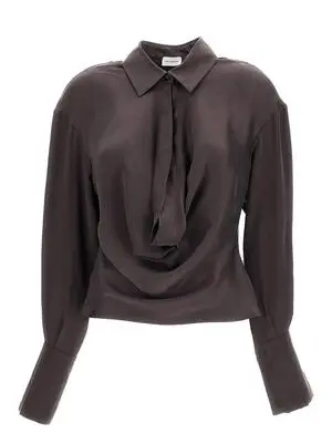 Andamane Lilia Blouse With Deep V-neck - Brown