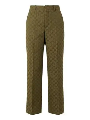 Gucci Gg Jacquard Tailored Trousers - Green