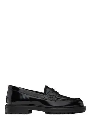 AeydĒ Leon Loafers With Perforated Upper And Red Stitching - Black