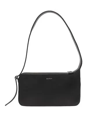 COURREGES Logo Printed Zip-up Shoulder Bag - Black