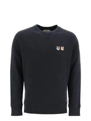 Maison Kitsuné Double Fox Head Patch Crewneck Sweatshirt - Black