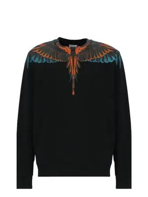 MARCELO BURLON COUNTY OF MILAN Wings Printed Crewneck Sweatshirt - Black