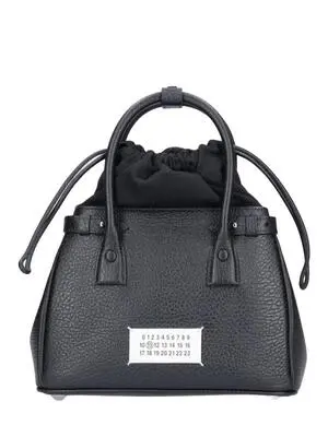 MAISON MARGIELA 5ac Logo Patch Small Drawstring Tote Bag - Black