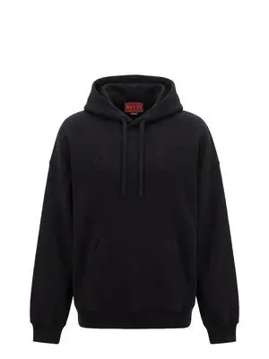 Gucci Logo Embroidered Jersey Hoodie - Black