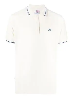 AUTRY Logo Patch Short-sleeved Polo Shirt - White