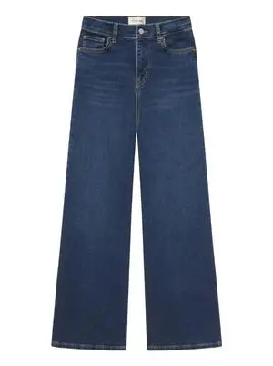 FRAME High Waist Wide Leg Denim Trousers - Blue