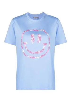 GANNI Smiley Face T-shirt - Blue