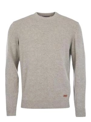 Barbour Long-sleeved Sweater With Alcantara Elbow Patches - Stone