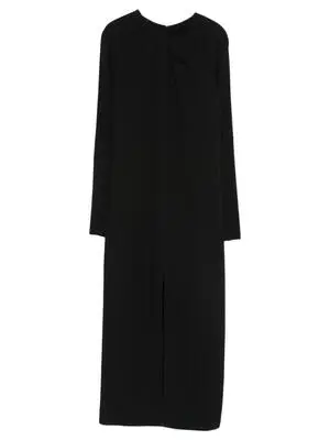 Gucci Split Twisted Maxi Dress With Long Sleeves - Black