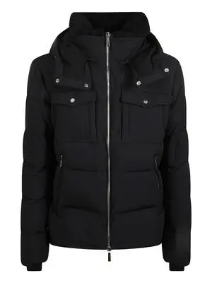 MOORER Hooded Zip-front Jacket - Black