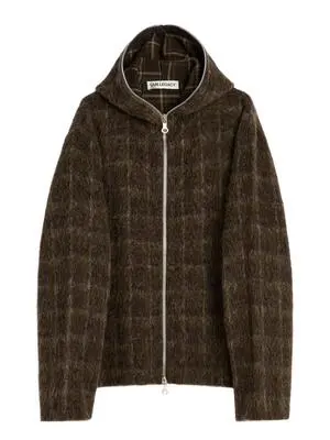 Our Legacy Hairy Wool Check Zip-up Sweatshirt - Black