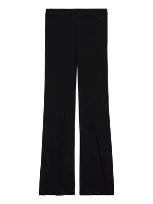 Balenciaga Bb Garderobe Artwork Embroidered Elastic Waist Flared Pants - Black