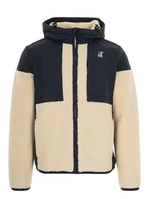 K-WAY Zip Up Hoodie With Logo And Patch Pockets - Nude