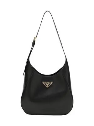 Prada Curve-edge Shoulder Bag With Logo Detail - Black