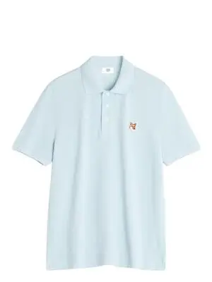 Maison Kitsuné Fox Head Patch Short-sleeved Polo Shirt - Light Blue