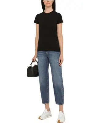 Vince Round Neck Short Sleeve T-shirt - Black