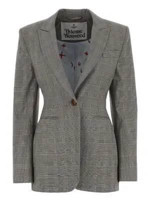VIVIENNE WESTWOOD Single-breasted Checked Tailored Blazer - Gray
