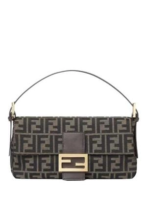 Fendi Baguette Ff Jacquard Shoulder Bag - Black