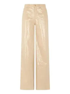7 For All Mankind Sequined Wide-leg Pants - Nude