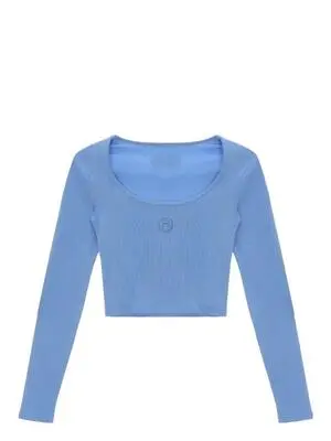 MARINE SERRE Long Sleeve Round Neck Top - No
