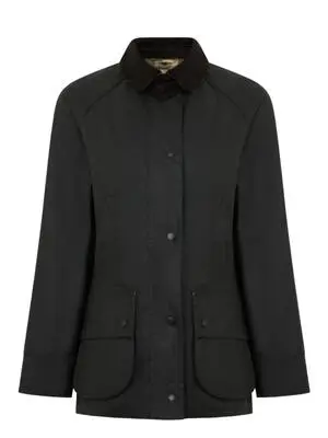 Barbour Beadnell Waxed Corduroy-collar Jacket - Black