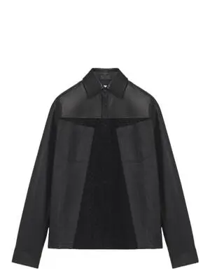 Alexander McQueen Panelled Leather Overshirt - Black