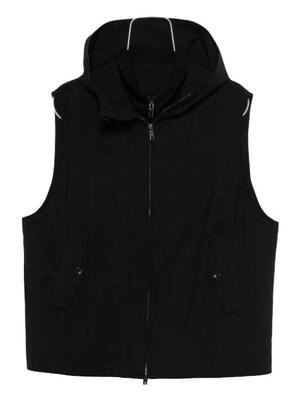 Emporio Armani Zip-up Hooded Vest - Black