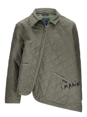 Comme Des Garçons Quilted Long Sleeve Jacket With Graphic Detail - Khaki