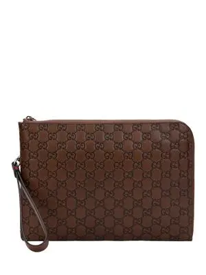 Gucci Gg Emblem Medium Clutch - Brown