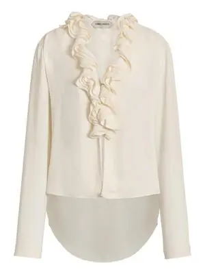 Alberta Ferretti Sculptural Ruffle Blouse - Ivory