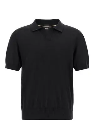 Hugo Boss H Lantoni Knitted Polo Shirt - Black