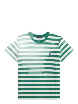 Polo Ralph Lauren Striped Embroidered-logo T-shirt - Green