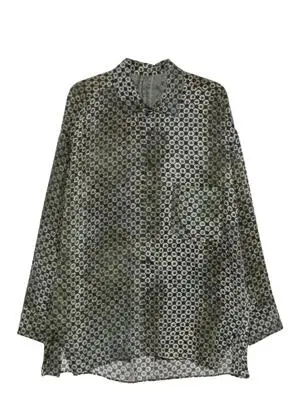 ZIGGY CHEN Digital-print Cocoon-style Shirt - Gray