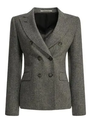 Tagliatore Double-breasted Herringbone Blazer - Grey