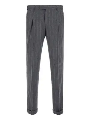 PT TORINO Striped Pleated Trousers - Grey
