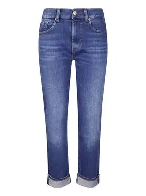 7 For All Mankind Cuffed Straight Jeans - Dark Blue
